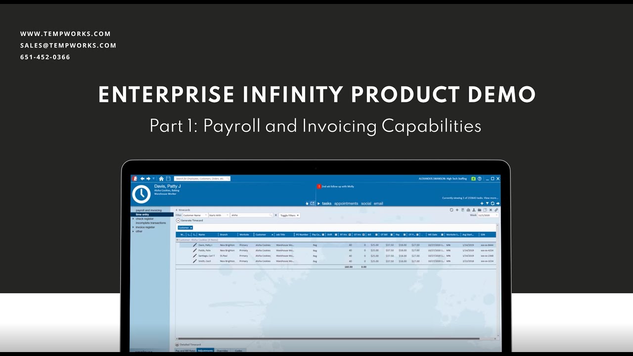 ENTERPRISE INFINITY DEMO: Payroll and Invoicing Capabilities - YouTube