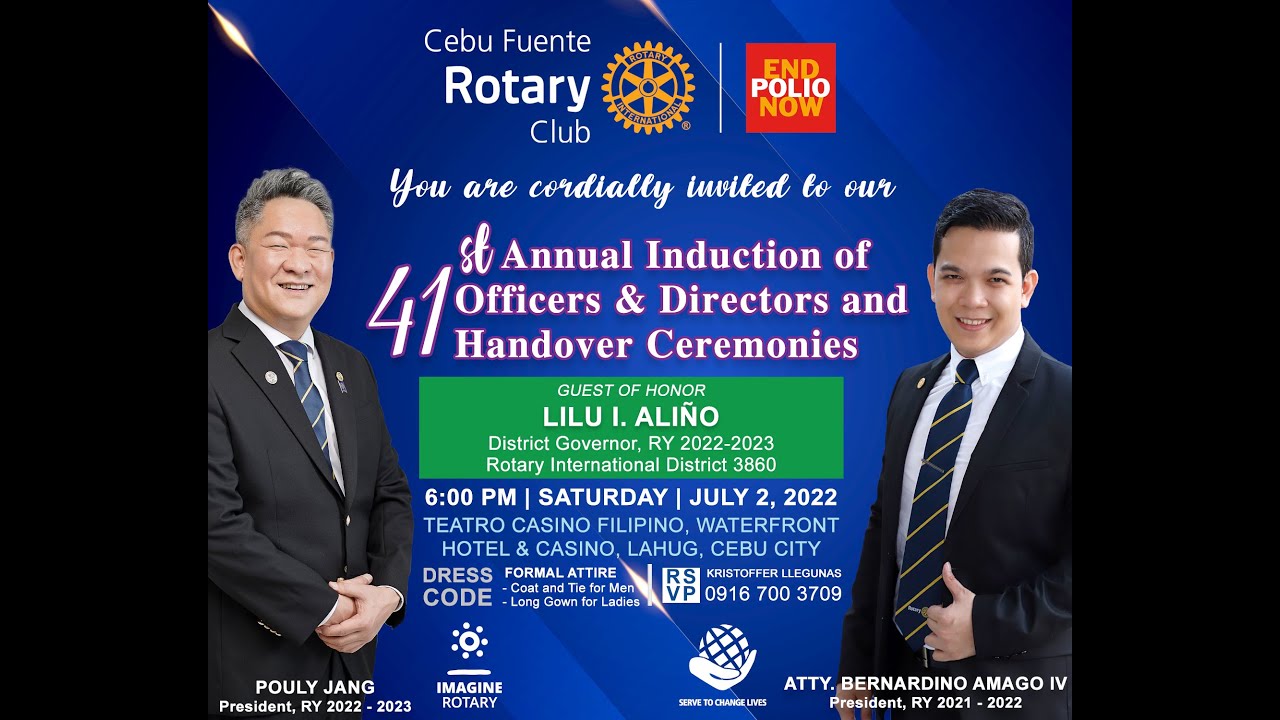 Rotary Club of Cebu Fuente 41st Induction and Handover Ceremonies - YouTube