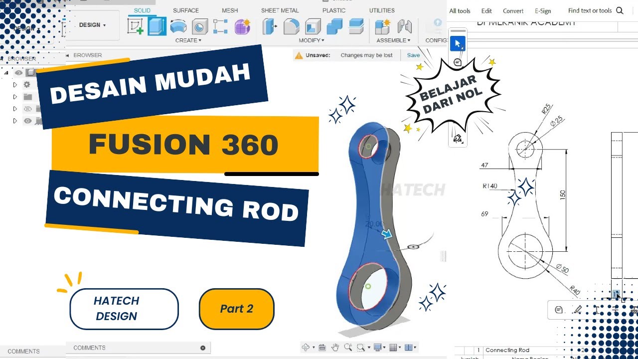 Membuat Connecting Road dengan Fusion 360 | Create Connecting Rod for ...