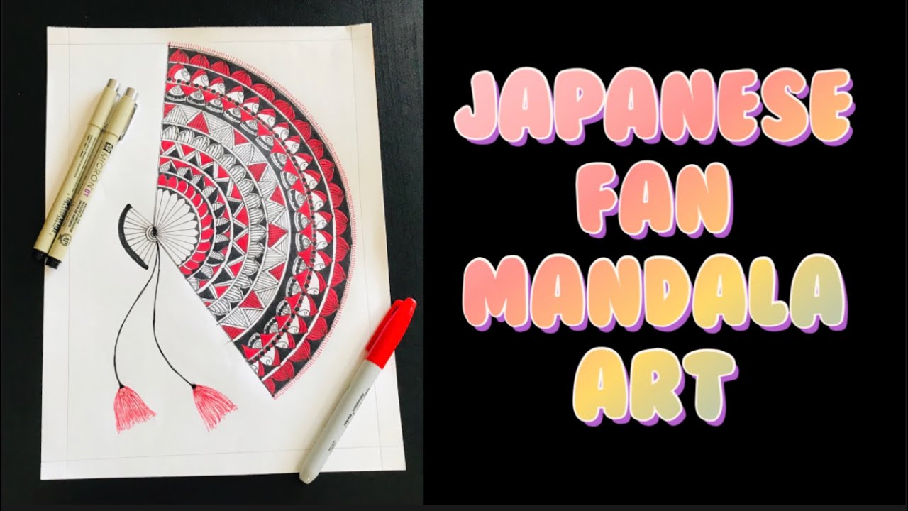 Japanese Hand Fan Doodle Art || How To Draw Japanese Hand Fan Step By ...