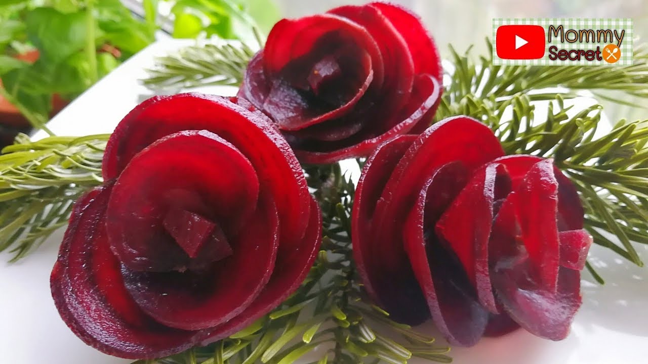 กุหลาบวาเลนไทน์จากบีทรูท How to make beetroot rose. Carvings designer ...