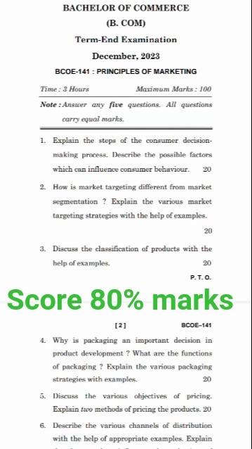 BCOE- 141 / principal of marketing /Most importance question - YouTube