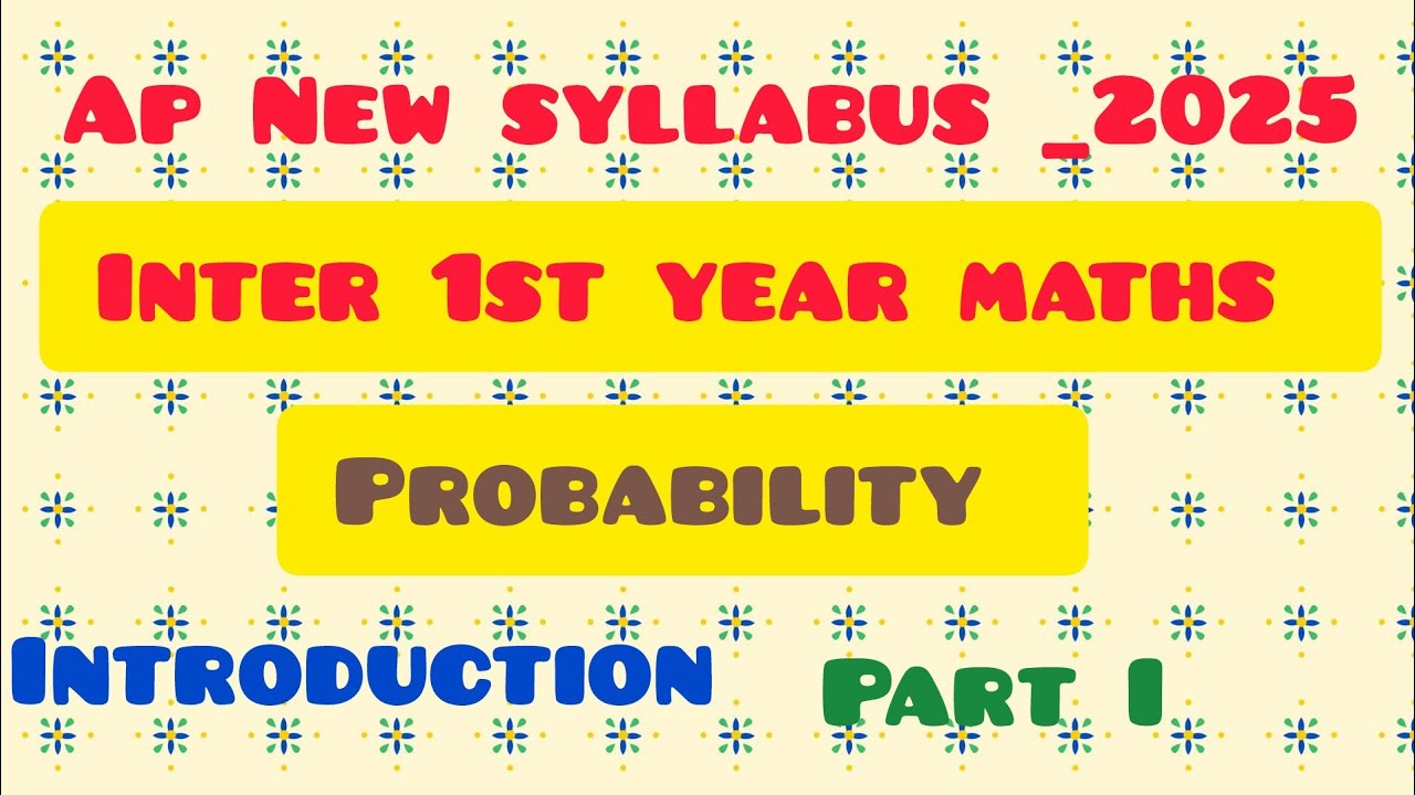 Inter 1st year maths new syllabus probability chapter 14 introduction ...