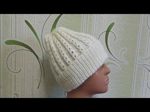 ШАПКА С ПОДВОРОТОМ и красивым рисунком - YouTube