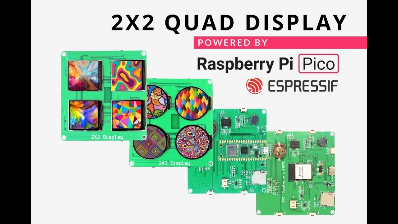 2x2 Quad Display Powered with ESP32 S3/ Raspberry Pi Pico. - YouTube