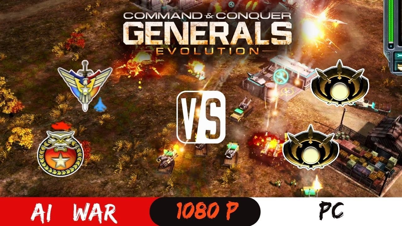 Command & Conquer Generals Evolution - 💥AI WAR - 2x GLA vs AIR FORCE ...