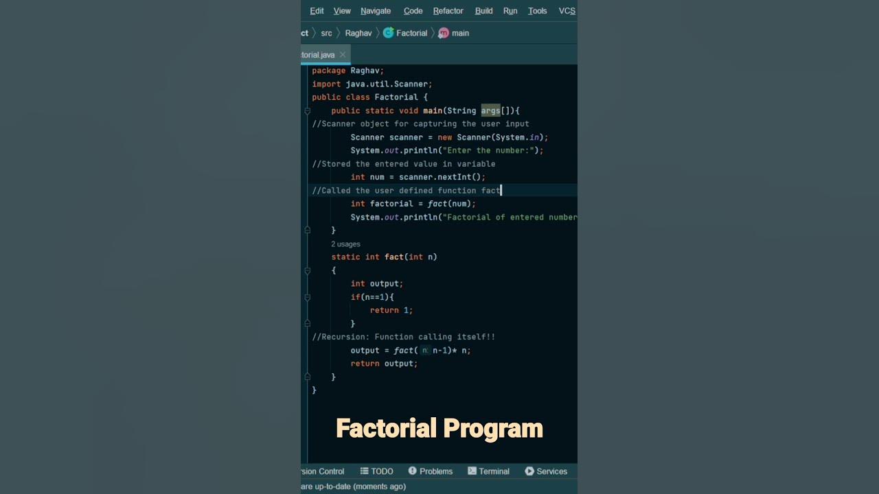 Factorial Program In Javajavaprogramming Java Javaforbeginners Day 28 Youtube 