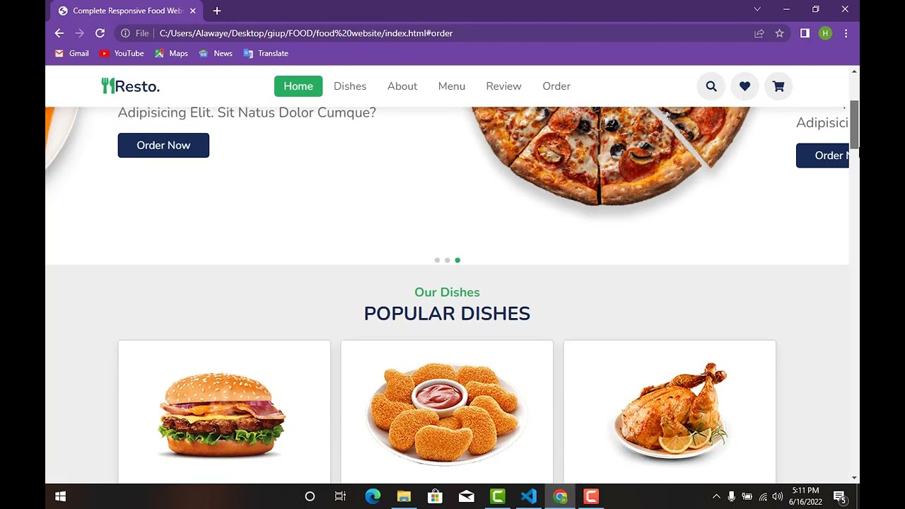 Food Website Design With Html Css And Javascript With Free Source Code Youtube 2438