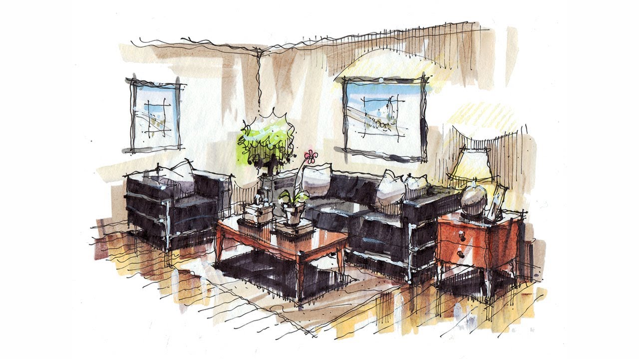 Hand Rendering, Quick Sketch, Living (Full) 210121 - YouTube