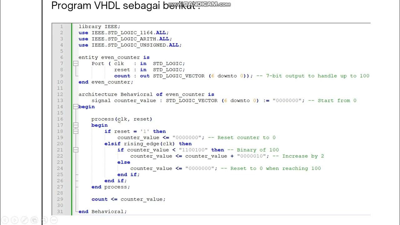 Program VHDL Counter bilangan genap dari 0-100 - YouTube