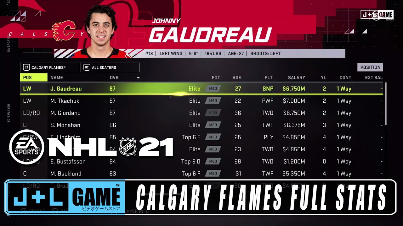 NHL 21 CALGARY FLAMES Full Stats - YouTube