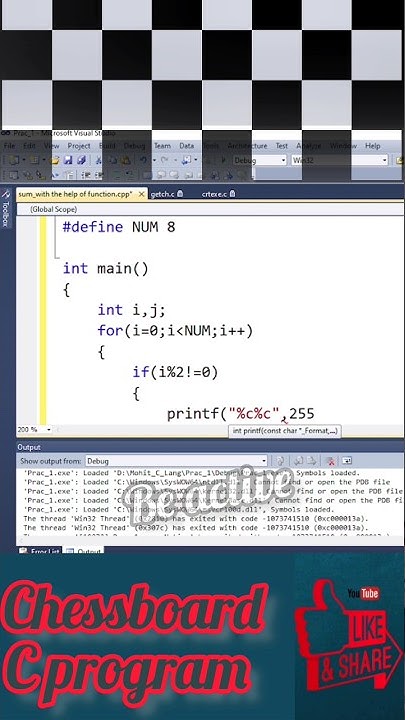 C program to print a chessboard pattern #programming #beactive #shorts #34 - YouTube