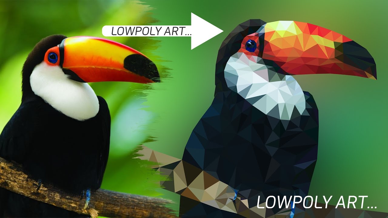 Low Poly / Polygonal Speed Art - [Bird] in Adobe Illustrator - YouTube