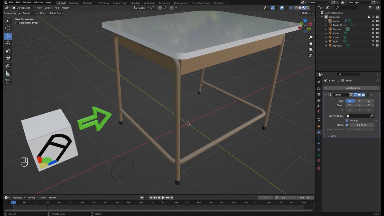 ฺBlender Animate 3d : Model EP-114 : Student desk : โต๊ะนักเรียน - YouTube