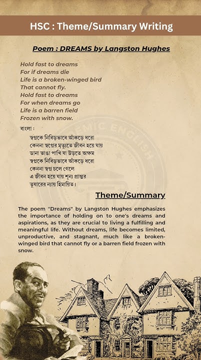 Dreams by Langston Hughes Poem Summary/Theme for HSC #hsc #theme # ...