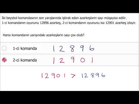 Çoxrəqəmli ədədlərin müqayisəsi ilə bağlı məsələlər | 4-cü sinif