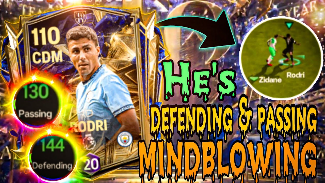 110 OVR RODRI PURPLE RANK REVIEW 🔥☠️ || HE'S DEFENDING & PASSING ...