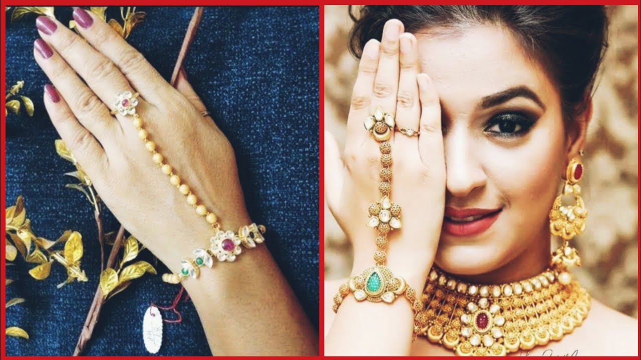 Most Beautiful Kundan And Beads Hath Phool/Ring Bracelet Design - YouTube