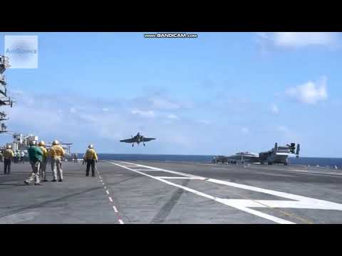 Landing on aircraft carrier in slow motion (Ağır çekimde uçak gemisine iniş)