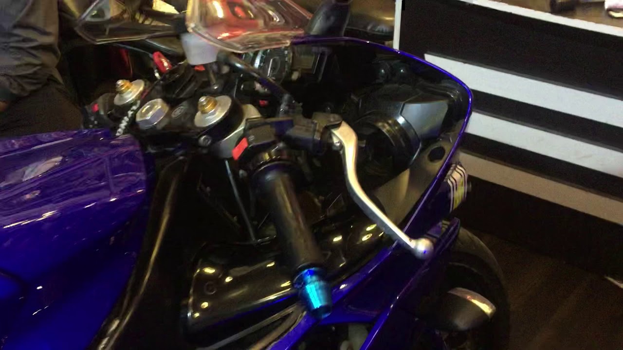 Yamaha r1 in-line 4 ,toce exhaust installation at mf bike hub - YouTube