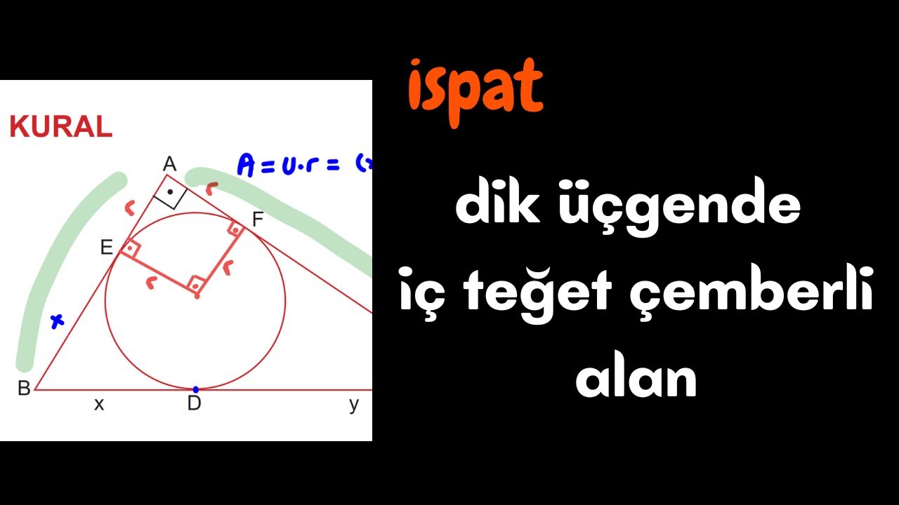 📣İSPAT📣 Dik üçgende iç teğet çemberli alan - YouTube
