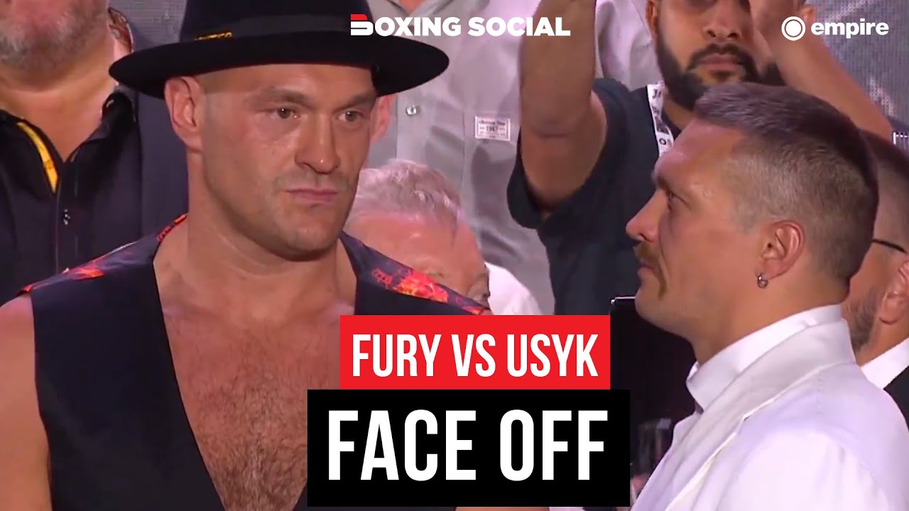 NO LOOK? Tyson Fury REFUSES To Look At Oleksandr Usyk During Face Off ...