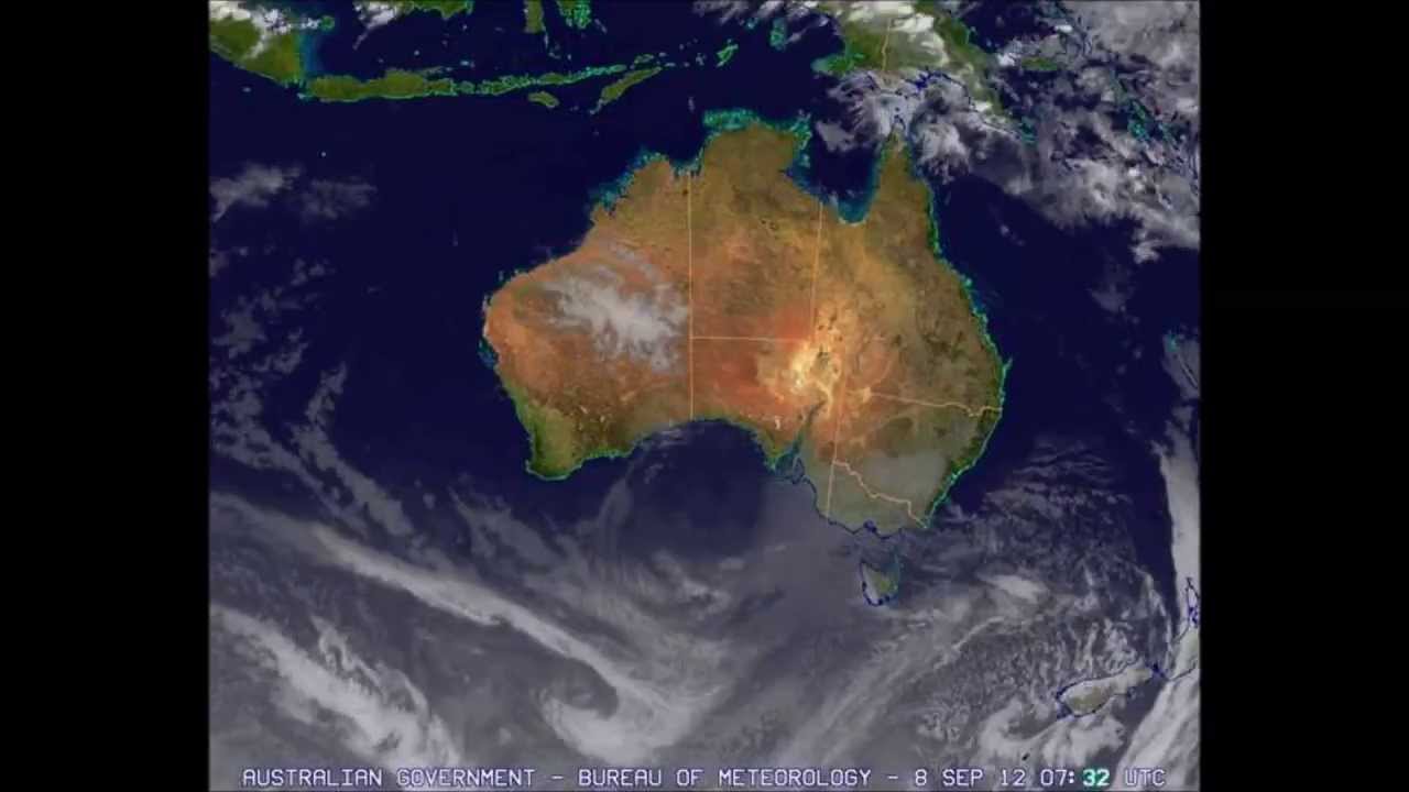 Time lapse cloud & surface composite satellite images, Australia (1080p ...