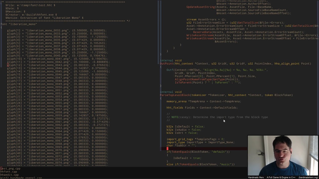 Handmade Hero Day 531 - Parsing and Updating Font Metadata - YouTube