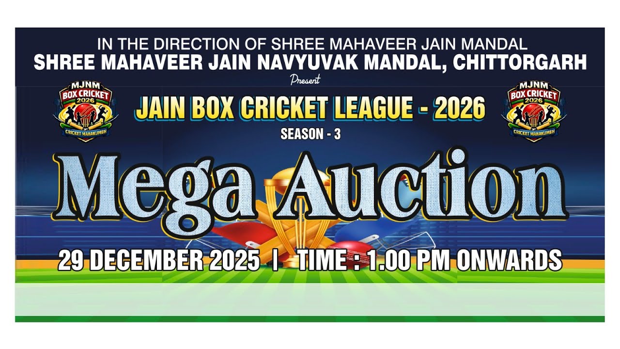 🔴LIVE HD 🎥 : Mega Auction || Jain Box Cricket league-2026 || Season-3 ...
