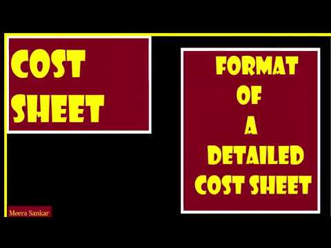 Cost Sheet, Meaning, Format of a detailed Cost Sheet, Elements of Cost ...