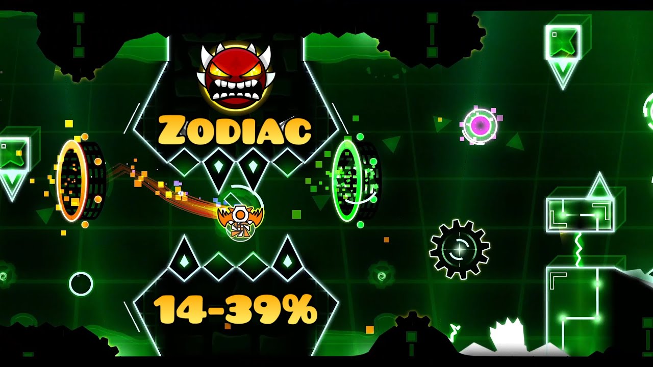 (Extreme Demon) Zodiac 14-39% | Geometry Dash - YouTube