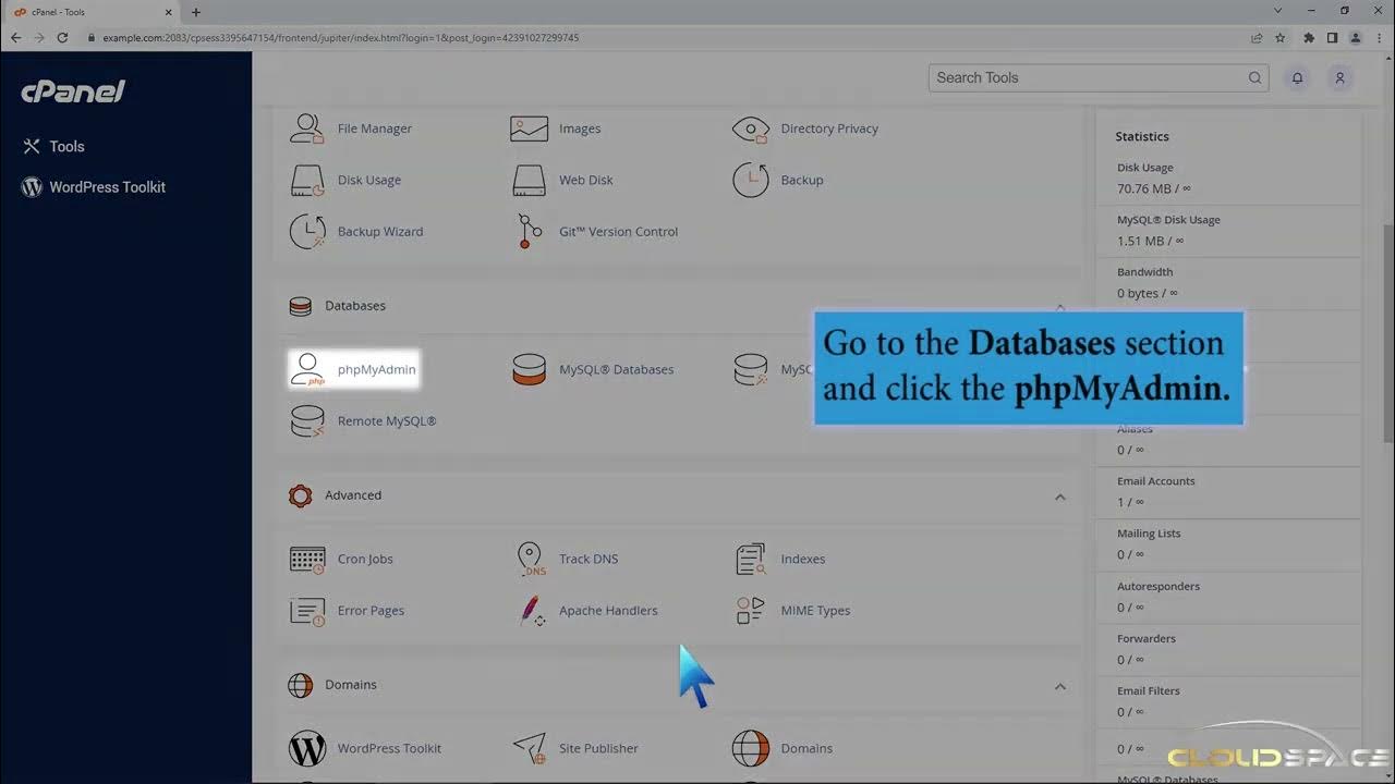 How To Optimize The Database Via Phpmyadmin In Cpanel With Cloudspace Youtube