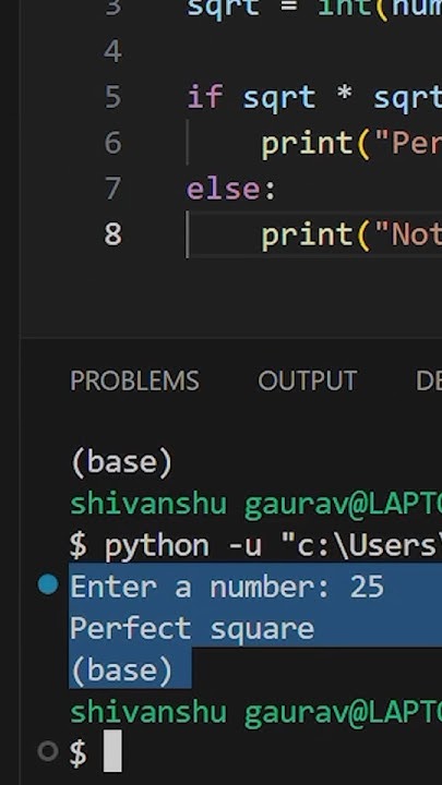how to check if a number is perfect square in python ( python for beginners )#python # ...
