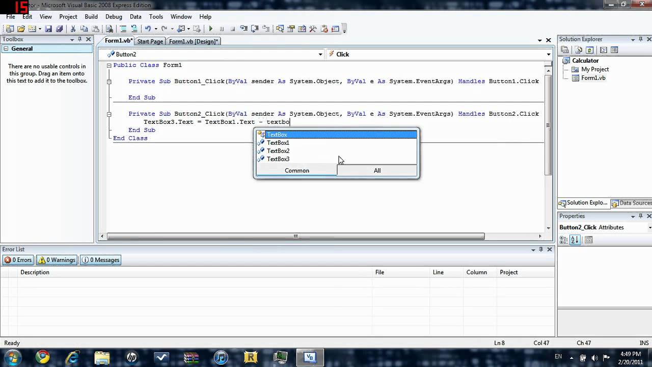 Visual Basic Tutorials in Arabic Lesson 2 Calculator pt.2 - YouTube