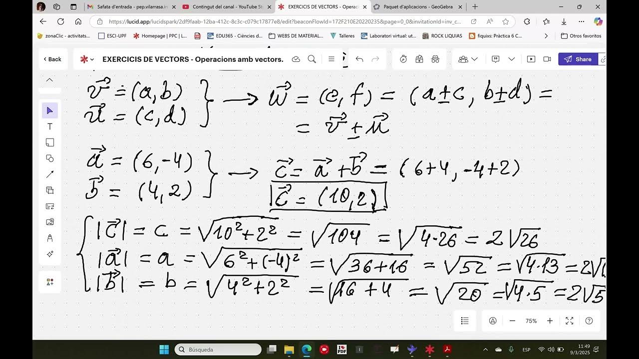 EXERCICIS DE VECTORS PART 2 - YouTube