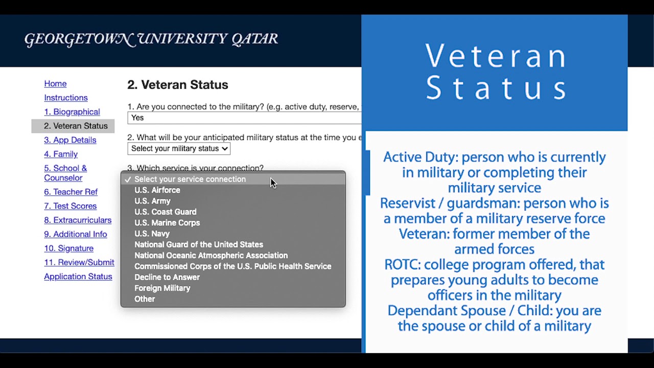 GU-Q Online Application Video Series Episode 2: Veteran Status and ...