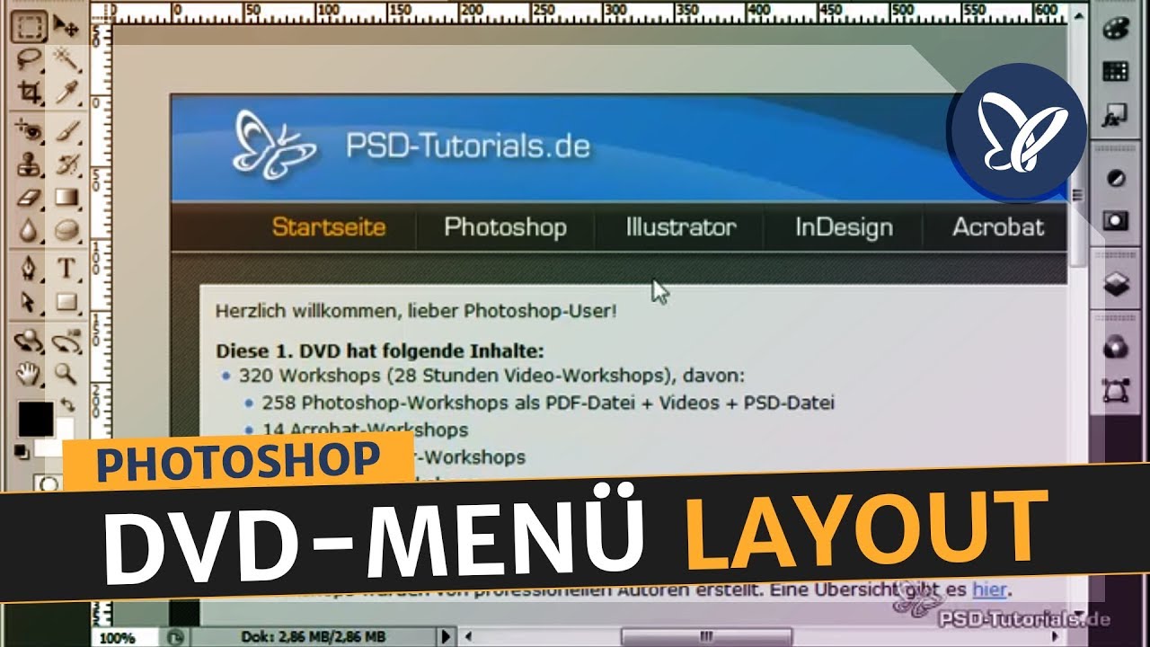 Photoshop Tutorial: Klassisches Layout für ein DVD-Menü - YouTube