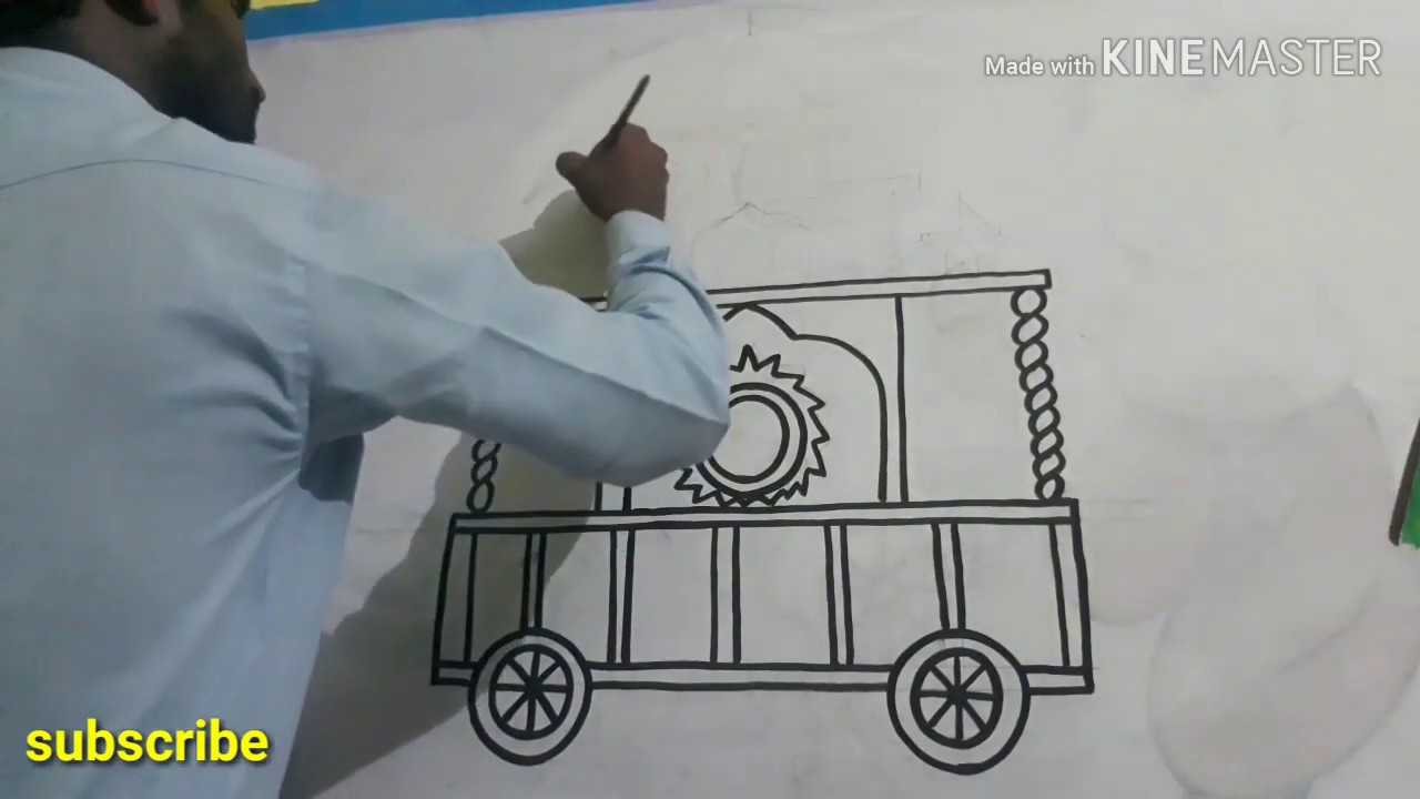 wall painting, wall drawing art, rath drawing, ratha drawing - YouTube