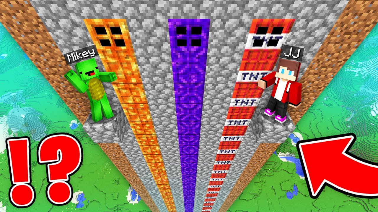JJ and Mikey Found NEW The LONGEST DOORS : LAVA vs PORTAL vs TNT in Minecraft Maizen! - YouTube