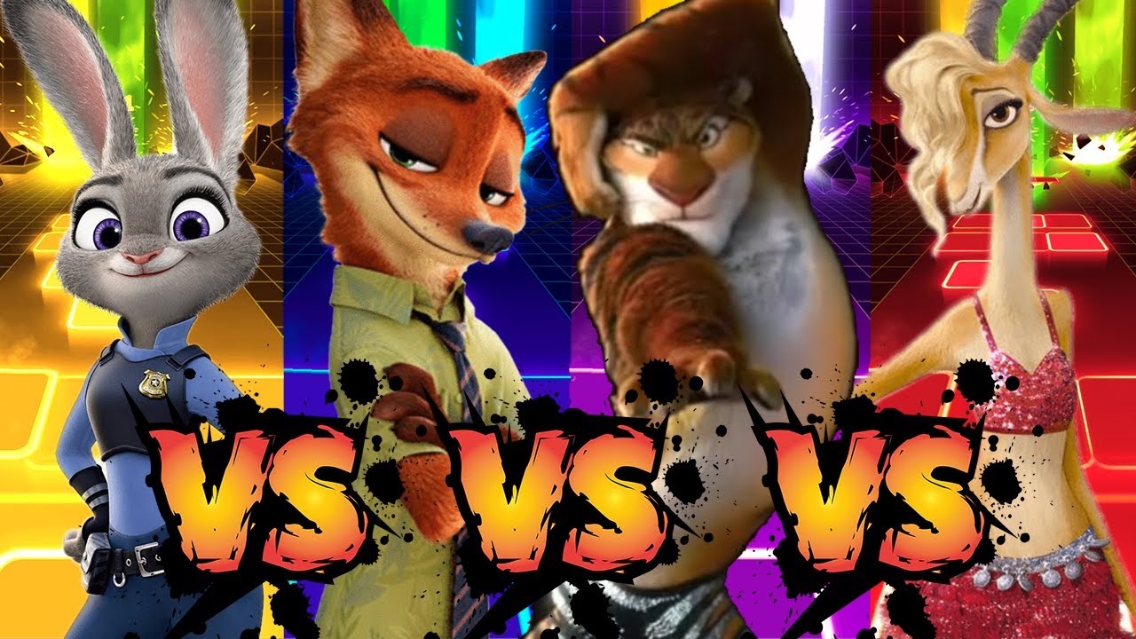 Zootopia battle - Judy vs Nick vs Tiger vs Gazelle - YouTube