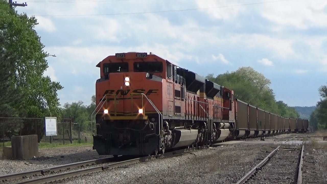 BNSF SD70ACe 8573 w/ Nice K5LLA Leads Loaded Coal C-NAMPED on 5/18/22 - YouTube