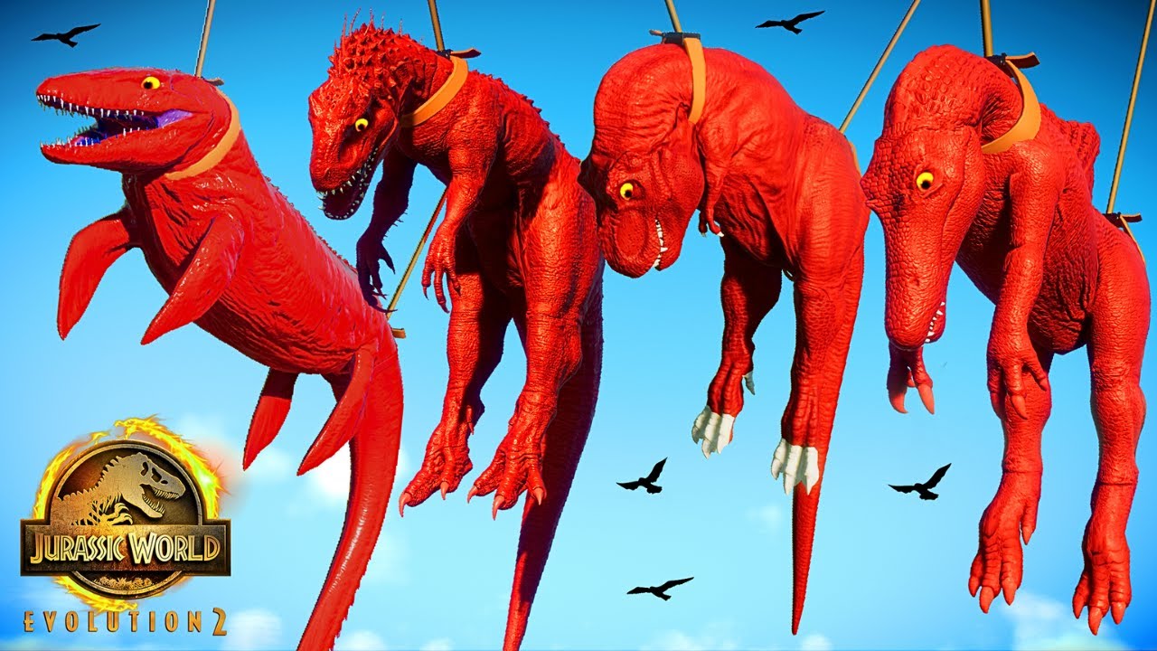 ALL Red Big Dinosaurs Fighting Compilation Video , Red T-Rex vs I-Rex ...