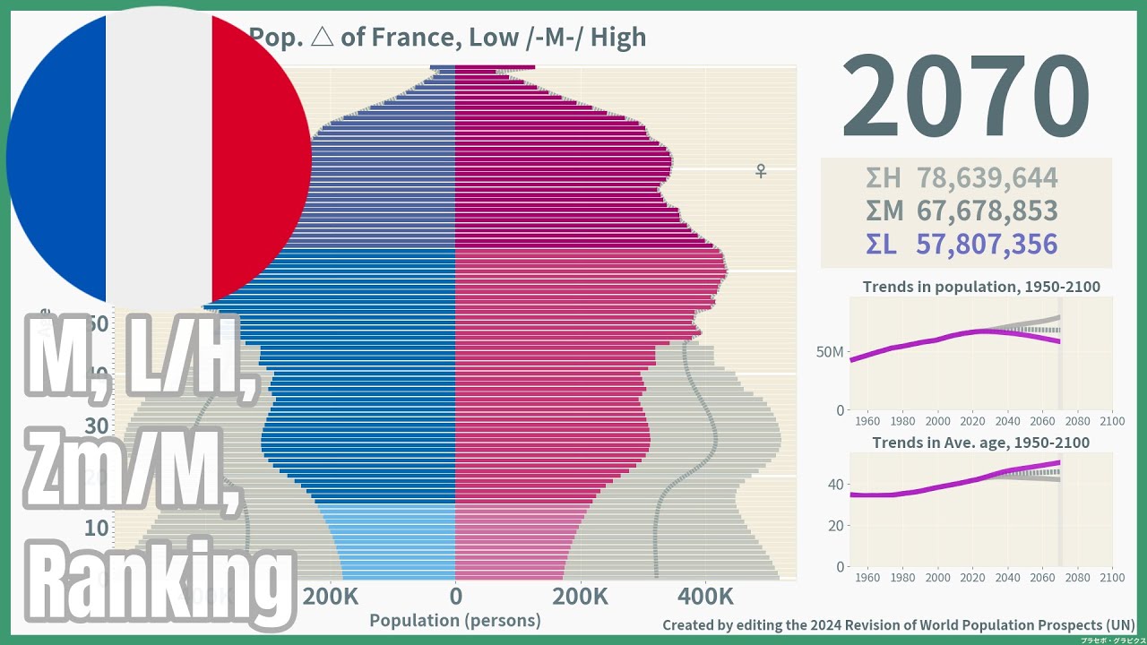 [🇫🇷France] Population Pyramid & Ranking (1950-2100) #wpp2024 - YouTube