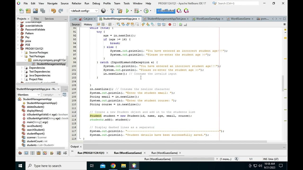 Java Student Management Application - PROG 6112 Assignment 1 - Zahra Karan - YouTube