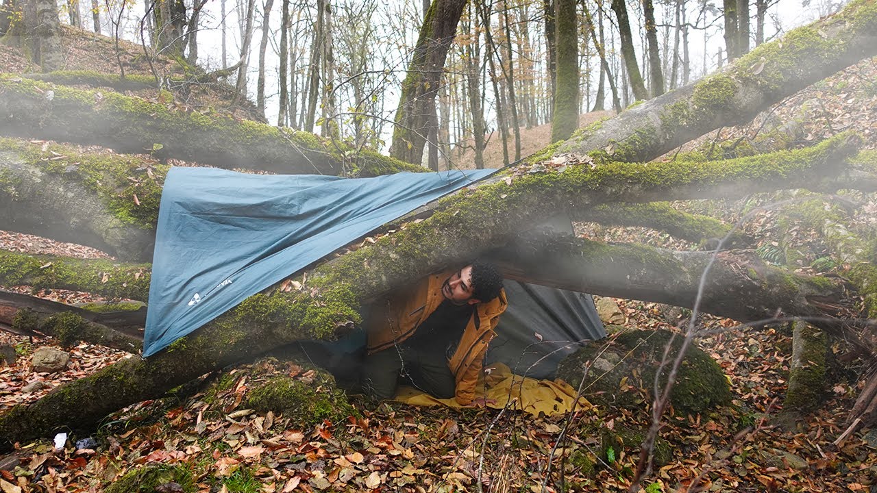 Tree Tarp Shelter: Be safe from the possibility of RAIN - YouTube