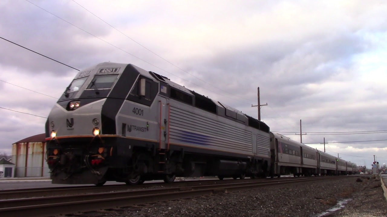 Full HD 60FPS: NJ Transit PL42AC 4001 Leads Train 4745 through Belmar 1 ...