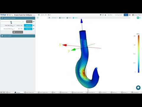 Onshape crane hook solved with CAEplex app in 1 minute - YouTube
