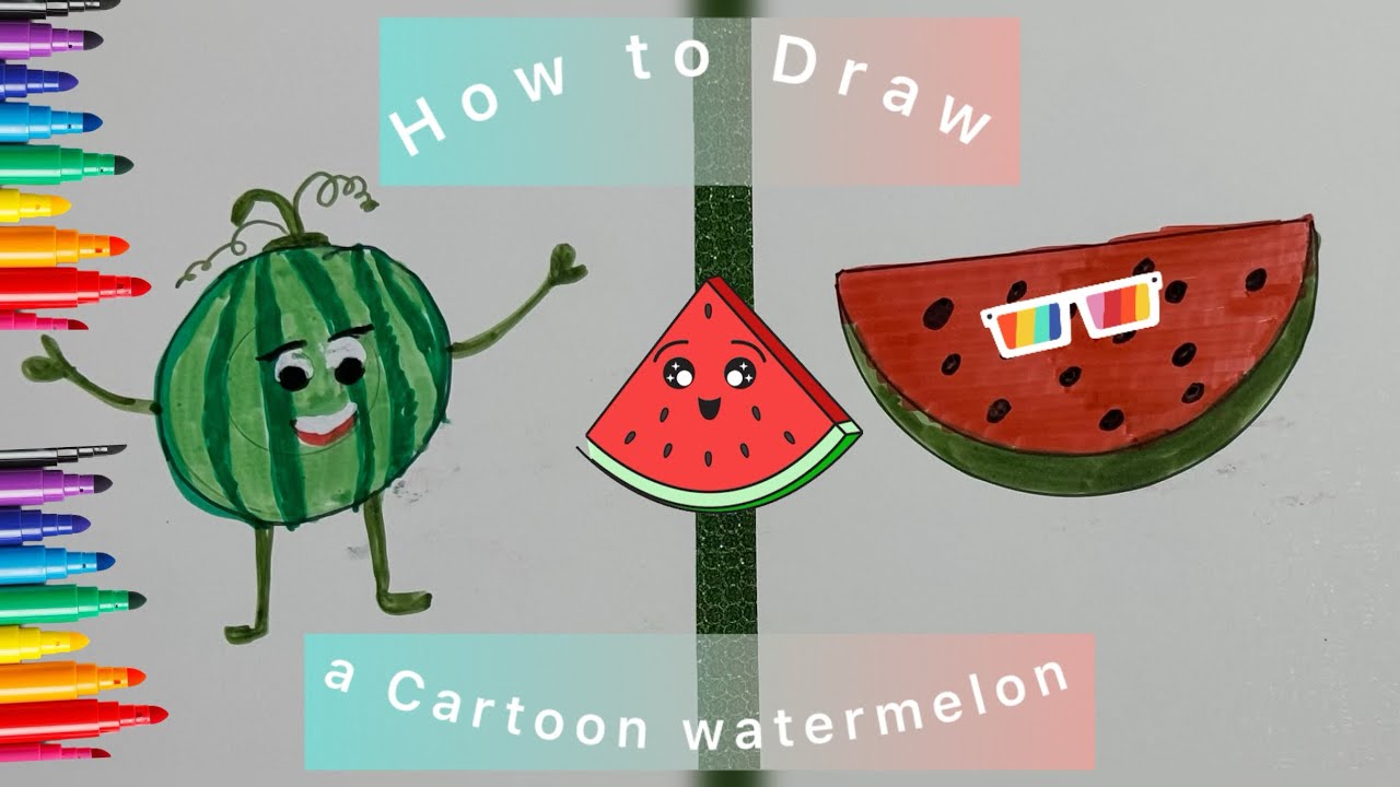How To Draw A Cartoon Watermelon - YouTube