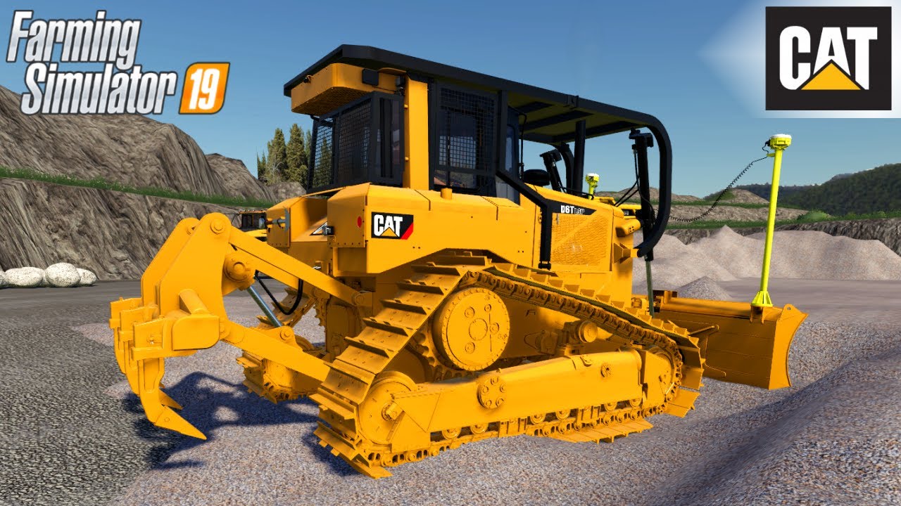 Farming Simulator 19 - CAT D6T LGP Dozer Pushes Gravel In A Quarry ...