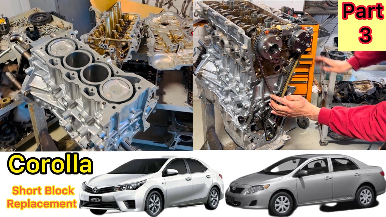 Corolla short block replacement || timing chain replacement - YouTube